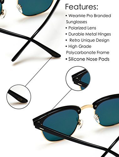 WearMe Pro - Polarized Classic Half Frame Semi Rimless Retro Sunglasses Women Men
