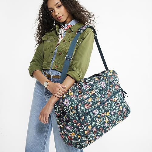 Vera Bradley Cotton Grand Weekender Travel Bag, Fresh-Cut Floral Green
