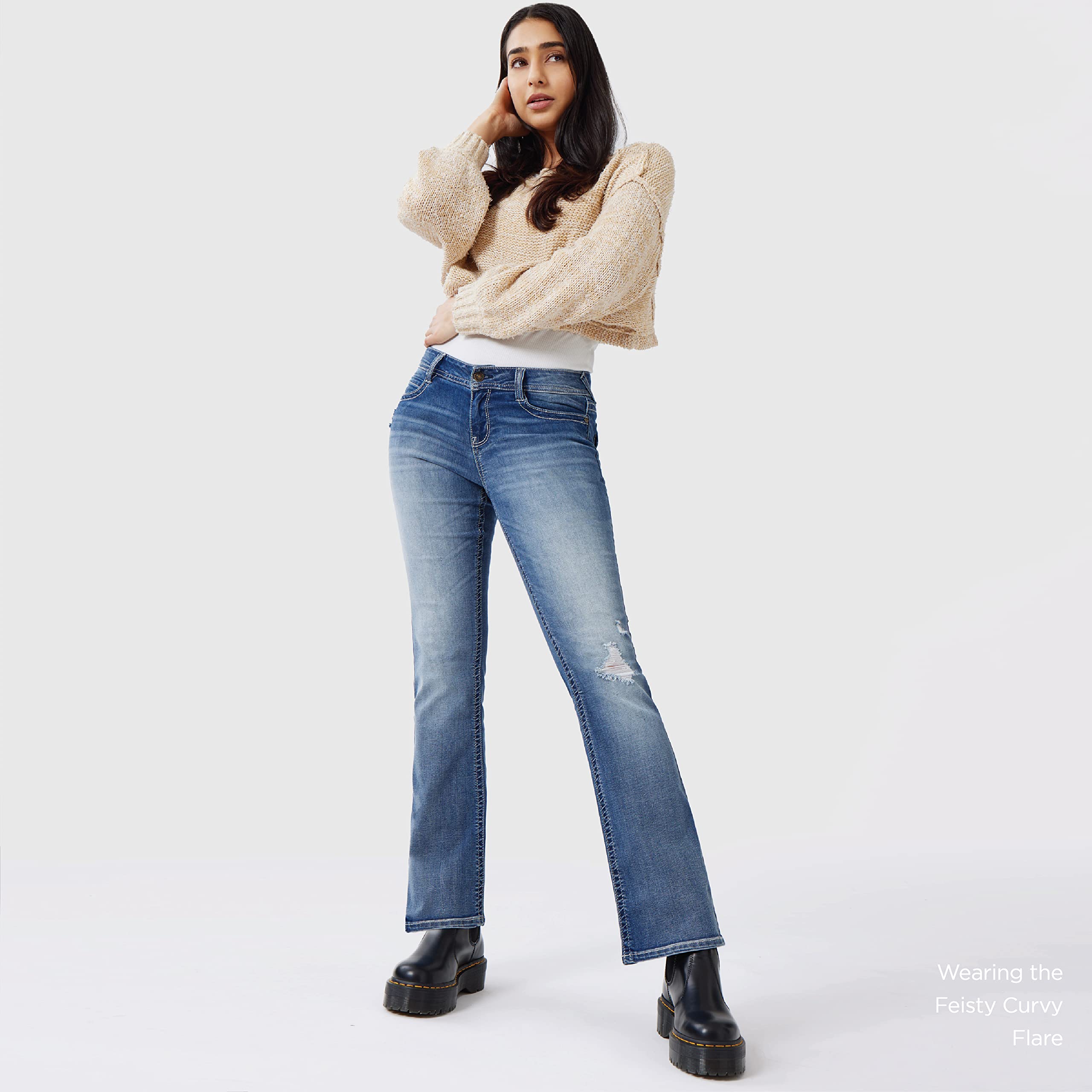 WallFlower Women's Feisty Curvy Skinny Low Rise Insta Stretch Juniors Jeans, Ice, 11