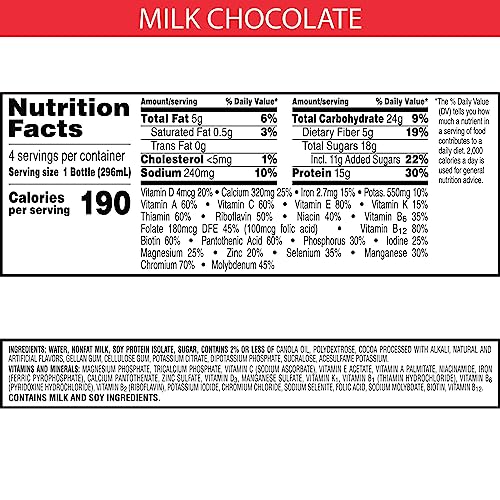 Special K Protein Shakes, Meal Replacement, High Protein, Gluten-Free Snacks, Milk Chocolate, 40oz Pack (4 Bottles)