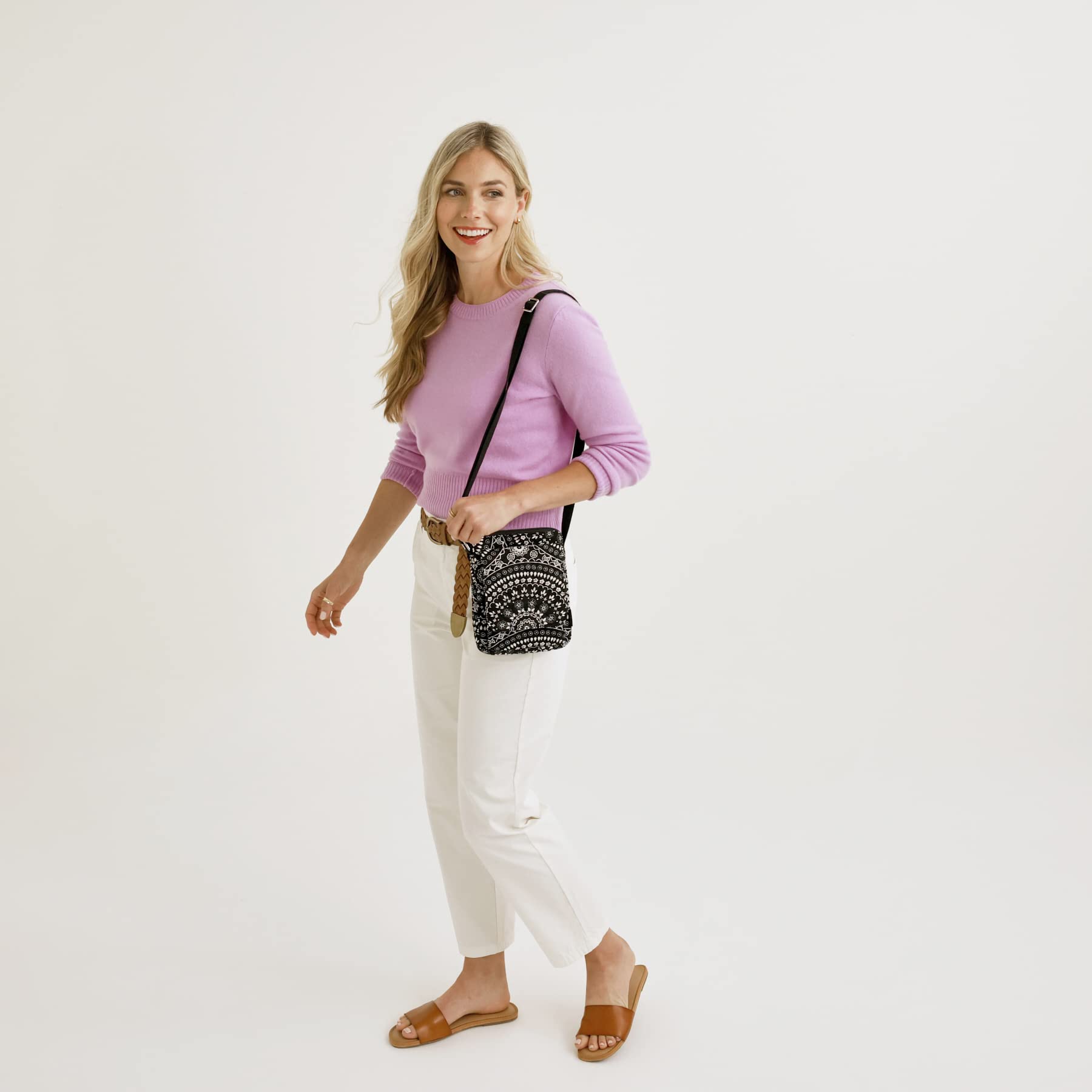 Vera Bradley Women's Cotton Mini Hipster Crossbody Purse With RFID Protection, True Navy, One Size