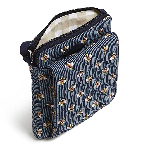 Vera Bradley Women's Cotton Mini Hipster Crossbody Purse With RFID Protection, Bees Navy - Recycled Cotton, One Size