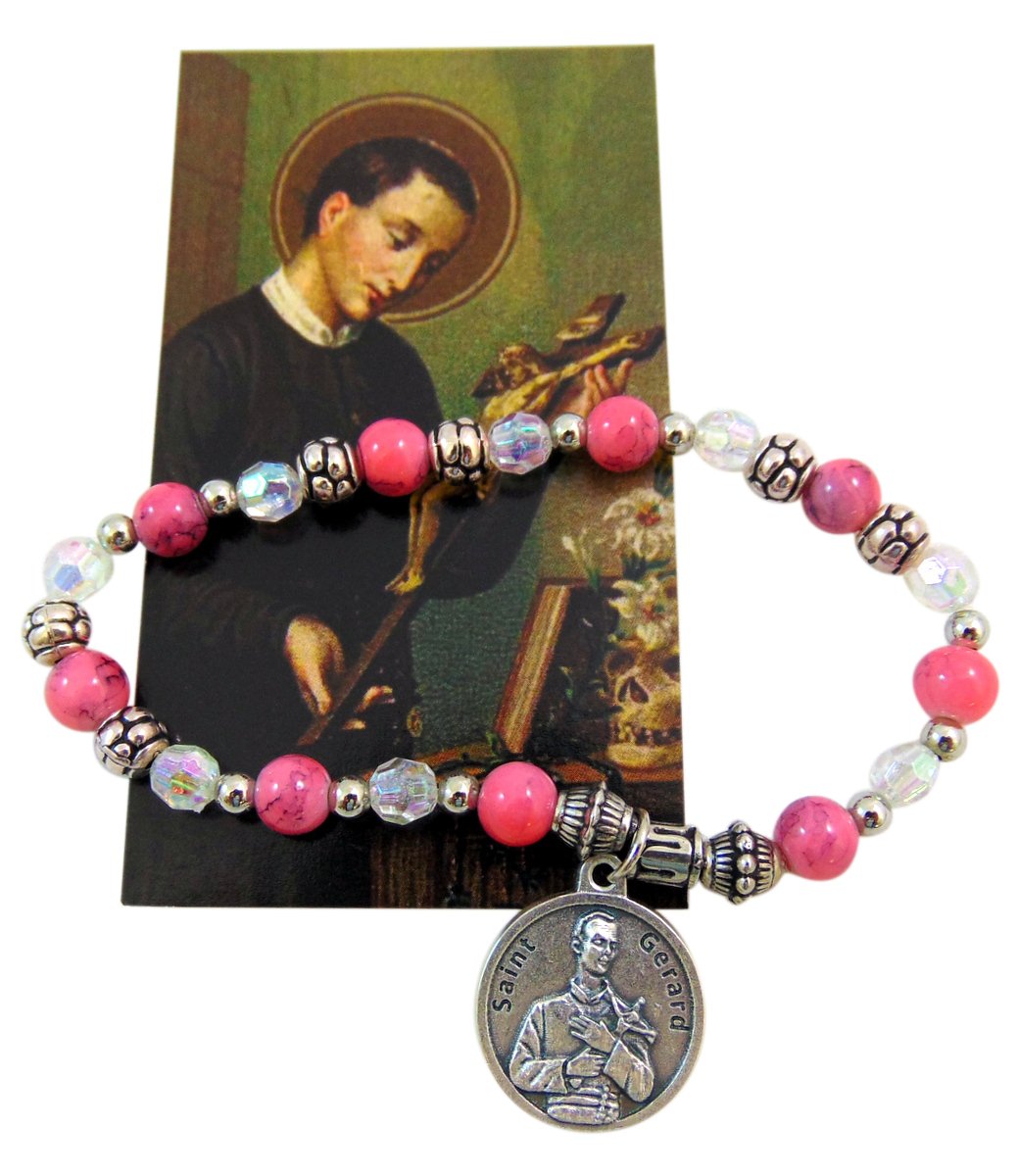 Westman Works St Gerard Stretch Bangle Bracelet with Holy Card Expectant Mothers Set