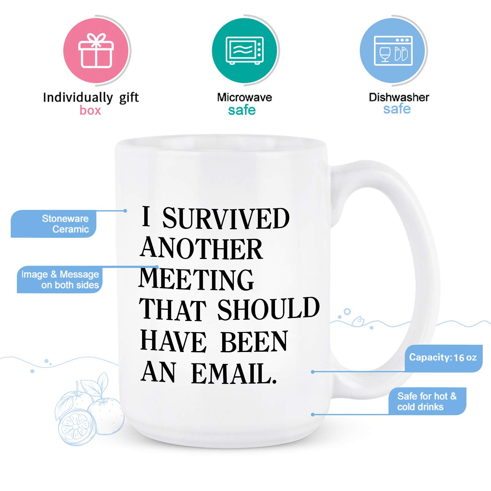 YHRJWN Email Mug I survived another meeting that should have been an email The Office Mug inspirational Mug Funny Coffee Mug for Boss Coworkers 16 Oz