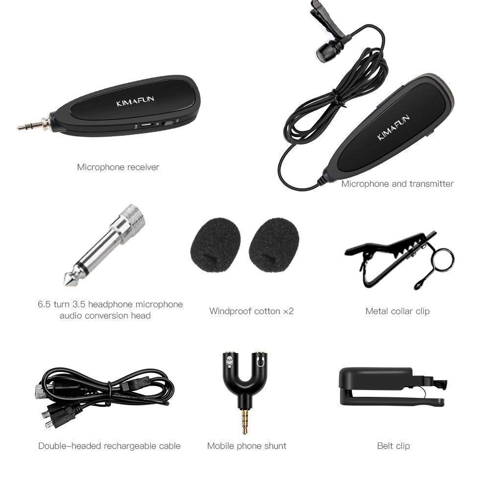 Wireless Lavalier Microphone,Updated KIMAFUN 2.4G Clip-on Lapel Mic set with Beltpack Transmitter&Receiver,Ideal for Teaching, Preaching and Public Speaking Applications,Online Chatting,Tour Guides