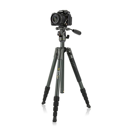 Vanguard VEO 2 235AP Aluminum Travel Tripod with VEO 2 PH-25 Pan Head for Sony, Nikon, Canon, Fujifilm Mirrorless, Compact System Camera (CSC), Spotting Scope,Grey/Black