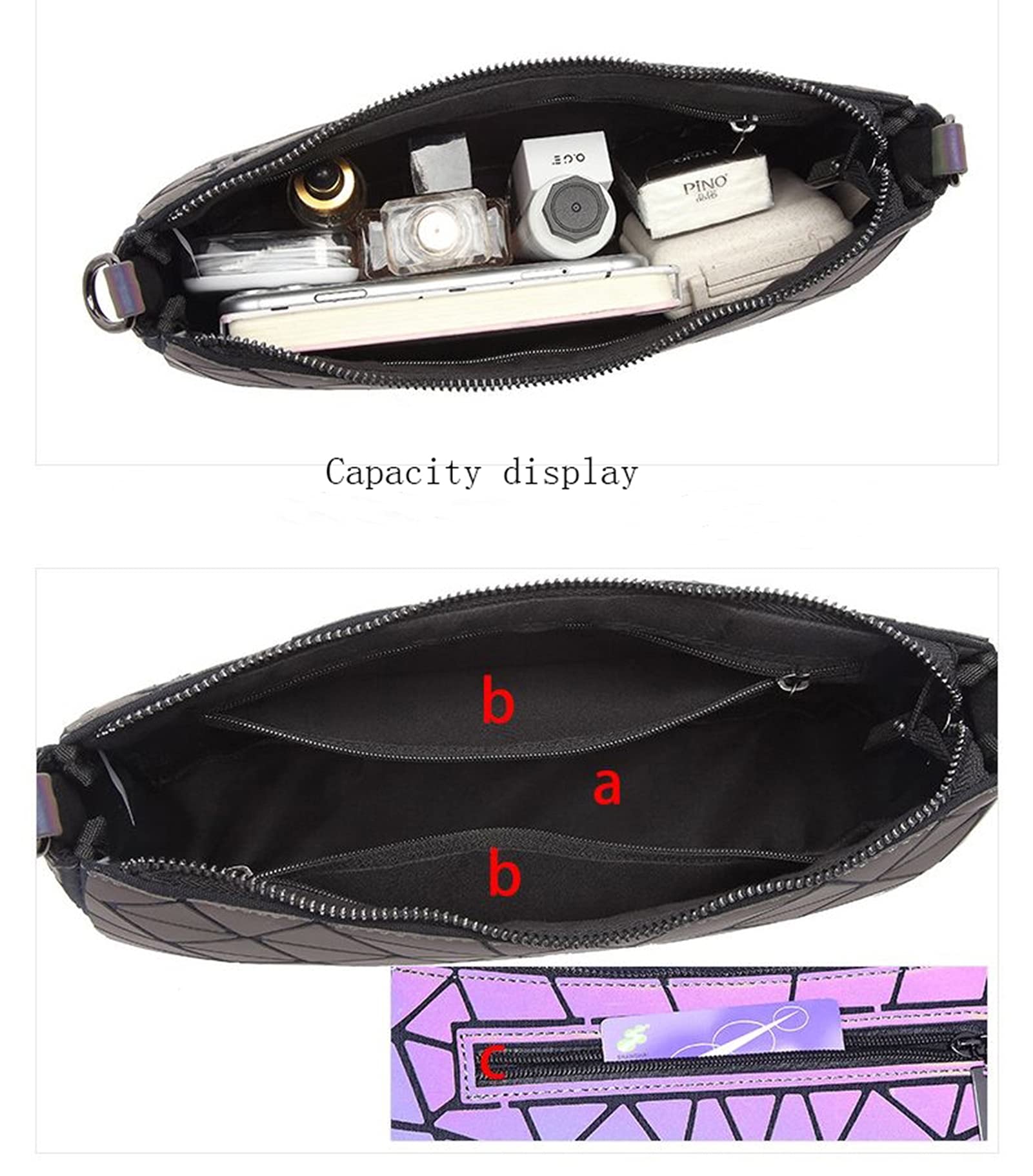 Women Luminous Small Shoulder bag Mini Geometric Small Clutch Crossbody Bag (Red)