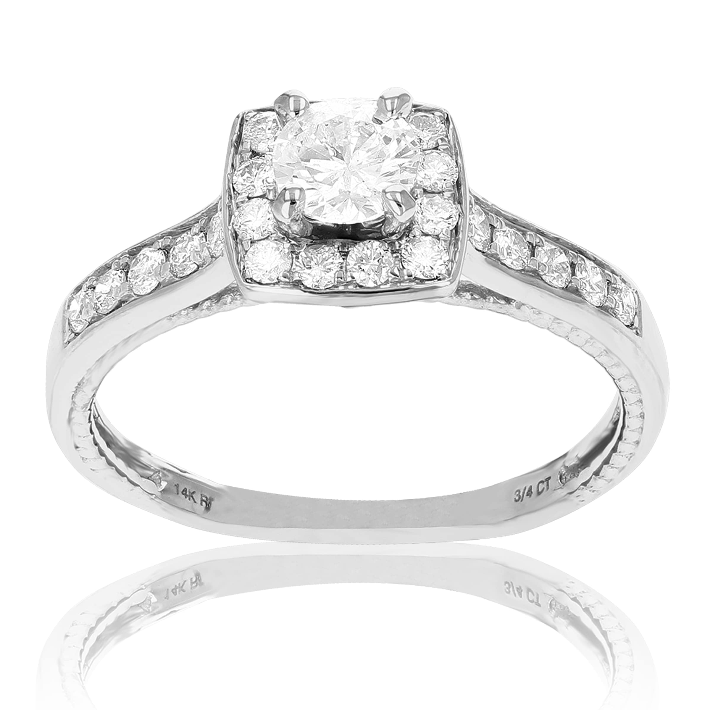 Vir Jewels 3/4 cttw Diamond Milgrain Wedding Engagement Ring Cushion 14K White Gold Bridal Size 7