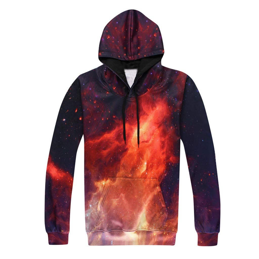 VEZAD Store Men's 2pc Tracksuit Outfit Casual 3D Galaxy Print Hoodie Sweatshirt Pants Set