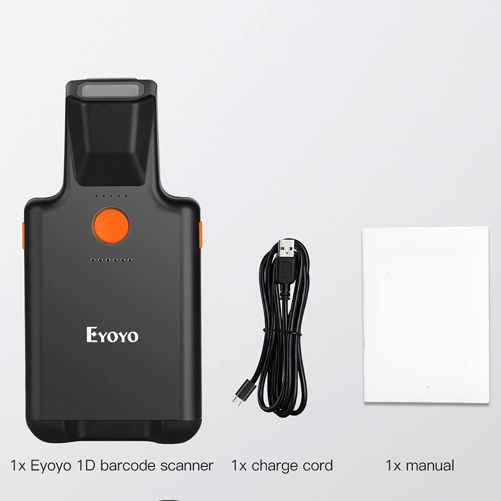 Upgraded Eyoyo 1D Linear Back Clip Bluetooth Barcode Scanner,1600mAh Rechargeable Battery, Fast and Precise scanning,Compatible with Android,iOS for Warehouse Inventory Book Store Library