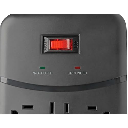 Tripp Lite TLP128TTUSBB 12 Outlet Surge Protector Power Strip, 2 USB Charging Ports, Tel/Modem/Coax Protection, 8ft Cord Right Angle Plug, Black, Lifetime Insurance & $150K Insurance