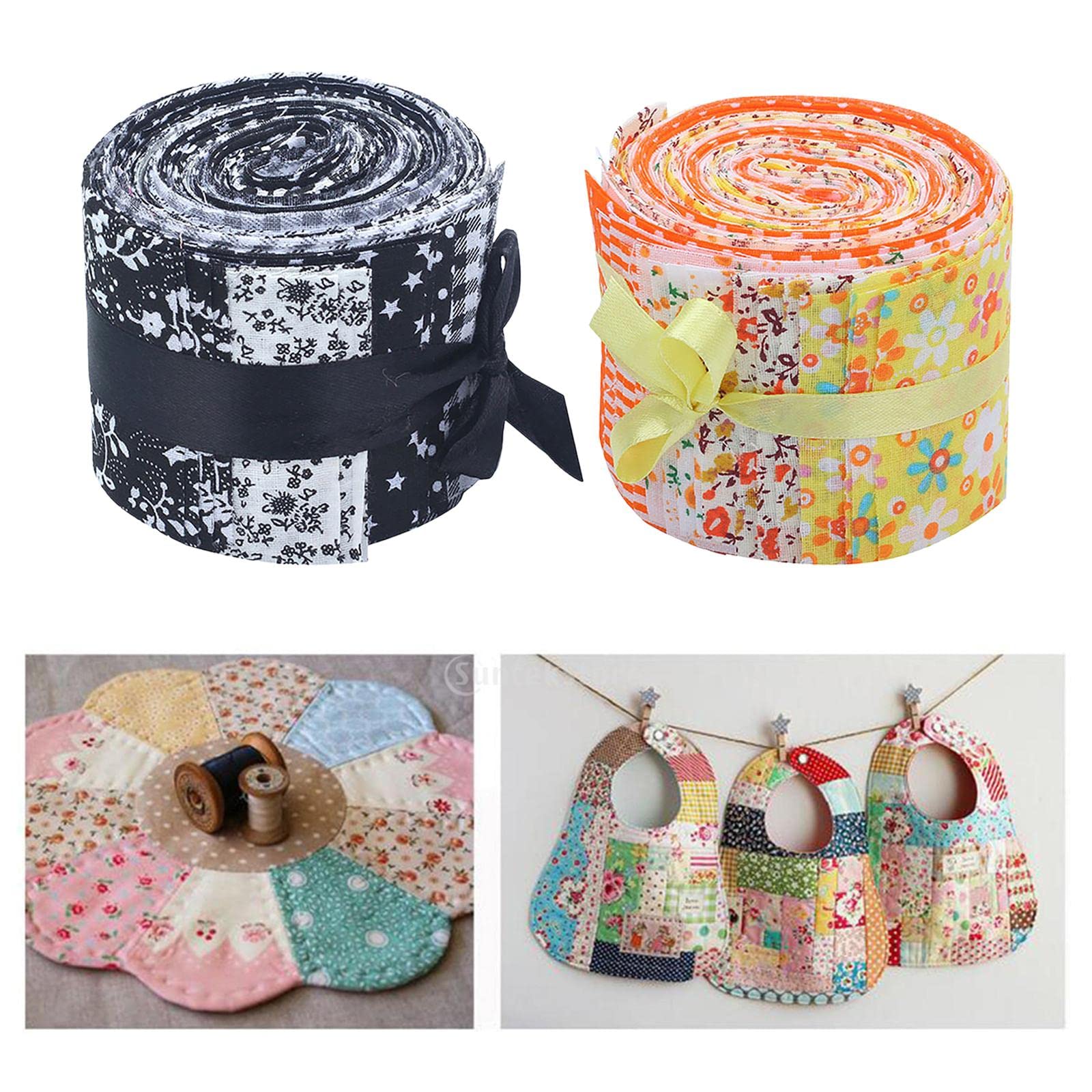 Yiju 40Pack 2.4 Inch Jelly Roll Quilt Strips Floral Printed Fabric DIY Sewing