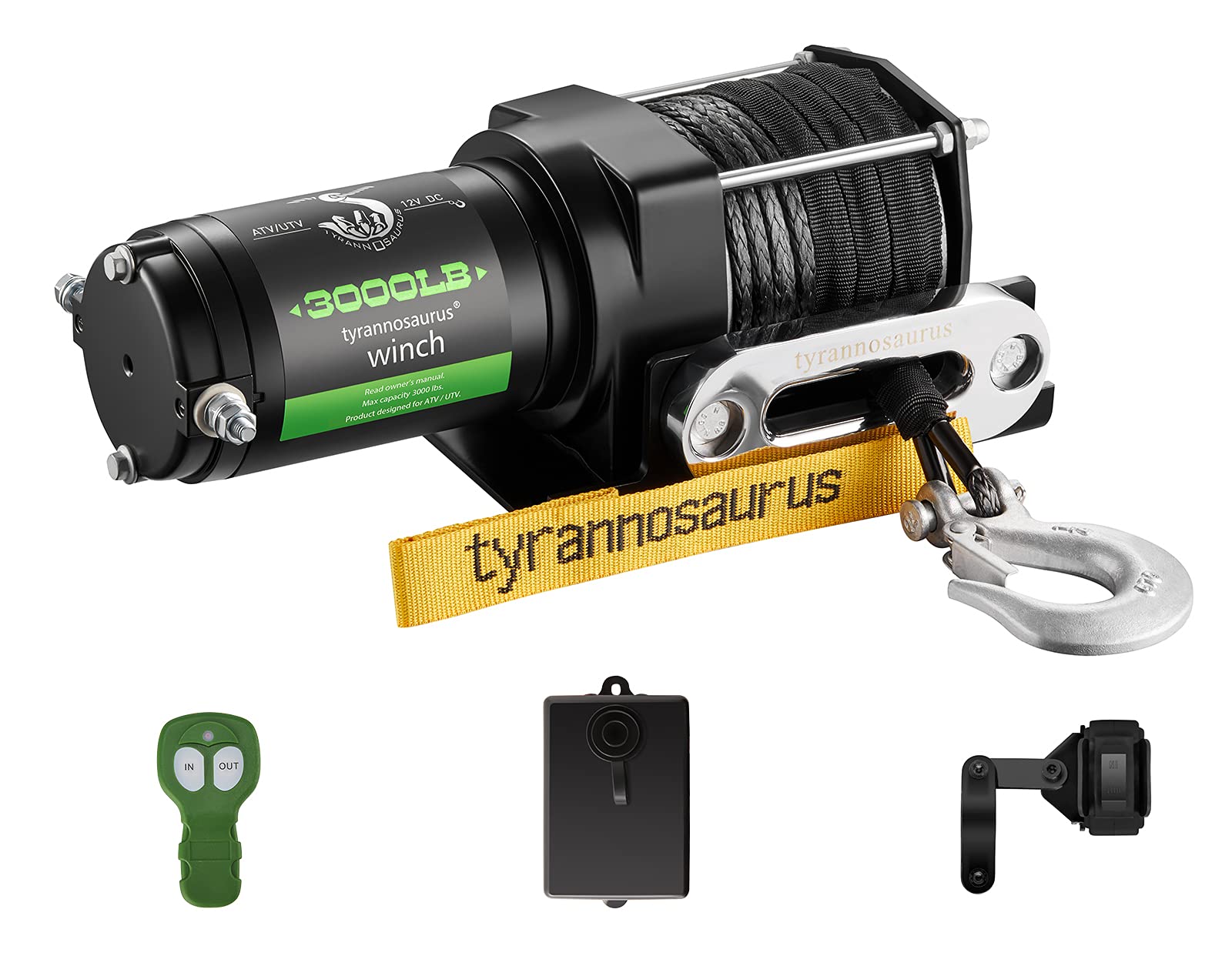 Tyrannosaurus 3000-lb Synthetic Rope ATV UTV Winch Kit