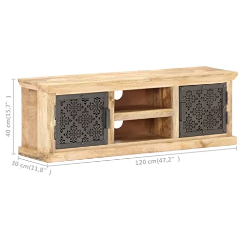THYUOVAI TV Cabinet,Side Cabinet Entertainment Stand Storage cabine Lowboard Suitable for Living Room,Bedroom,Closet,Hallway,Foyer,Office with Steel Doors 47.2"x11.8"x15.7" Solid Mango Wood