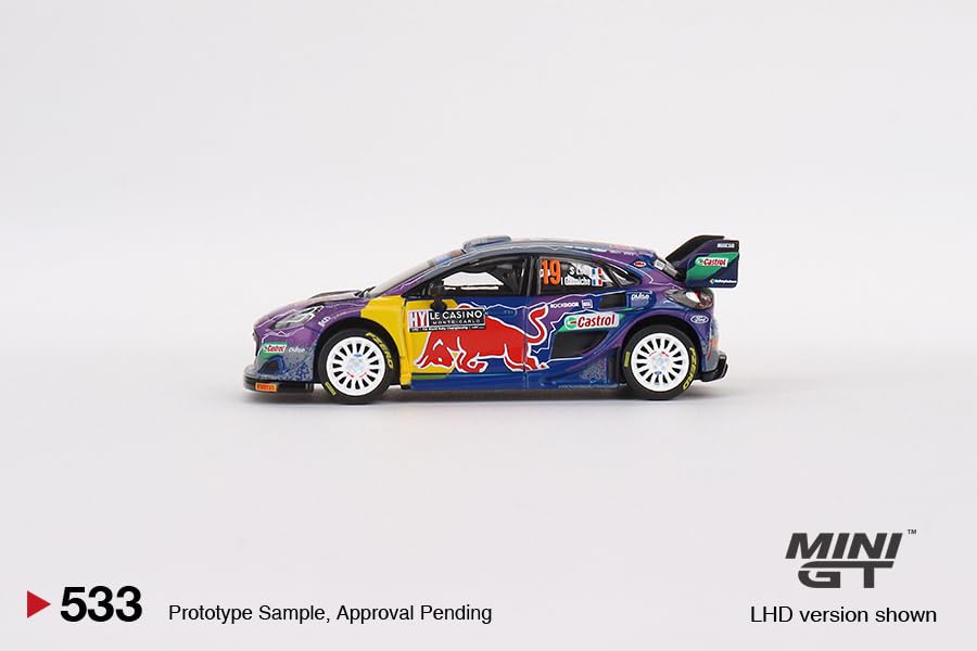 True Scale Miniatures Model Car Compatible with Ford Puma Rally1#19 M-Sport Ford WRT 2022 Rally Montecarlo Winner Limited Edition 1/64 Diecast Model Car MGT00533