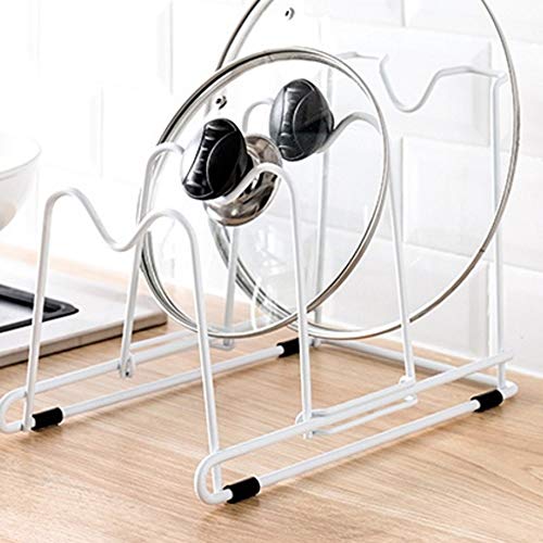 WUDILU 3 Layer Anti-Fall Metal Drying Pan Pot Rack Cover Lid Rest Stand Spoon Holder Kitchen Tool (Color : E)