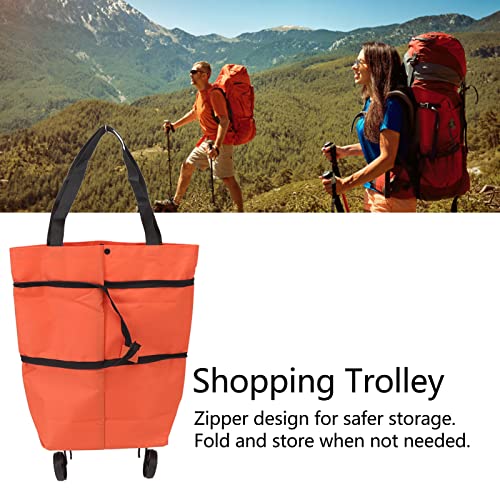 Trolley Bag, Foldable Shopping Cart with Wheels, Large Capacity Design Oxford Cloth for Camping (- #12)