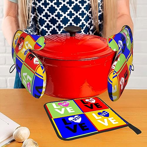 Zeta Phi Oven Mitts 3pcs Kitchen Accessory Kitchen Thickened Mittens Black Sorority Oven Mitt Surface Safe for Baking,Cooking,BBQ Potholders for Sorority Sisters