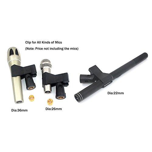 Weymic Stands Black Universal Handhold Butterfly Microphone Clip Holder 2-pack with 5/8" Male to 3/8" Female Nut Adapters for Handhold Microphone
