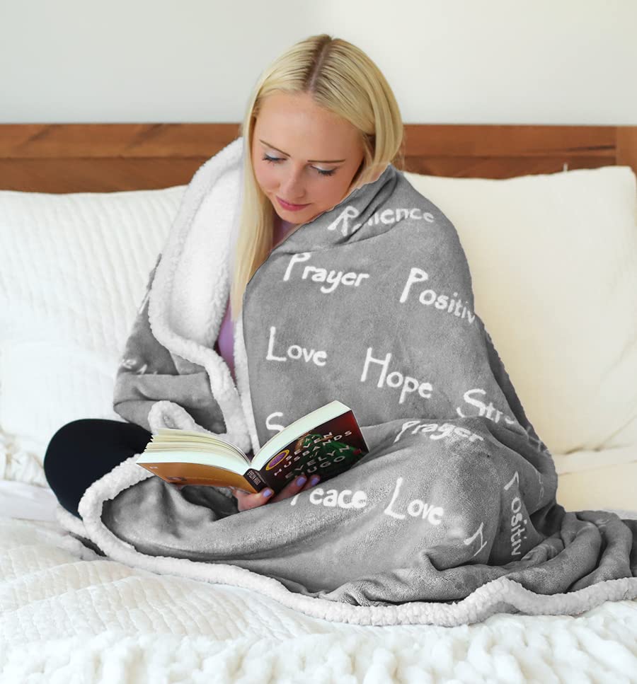 WOLF CREEK BLANKET - Compassion Blanket (Brand)- Strength Courage Super Soft Warm Hugs, Get Well Gift Blanket Plush Healing Thoughts Positive Energy Love & Hope with Fluffy Comfort (50x 65)