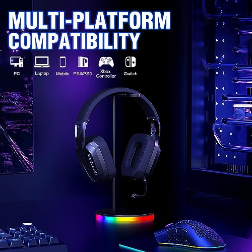 WolfLawS TA3000 Wireless Gaming Headset for PC, PS5, PS4, Switch, Mac, Bluetooth USB Over-Ear Headphones with Detachable and Built-in Mics, Noise Isolation, Low Latency, Lightweight