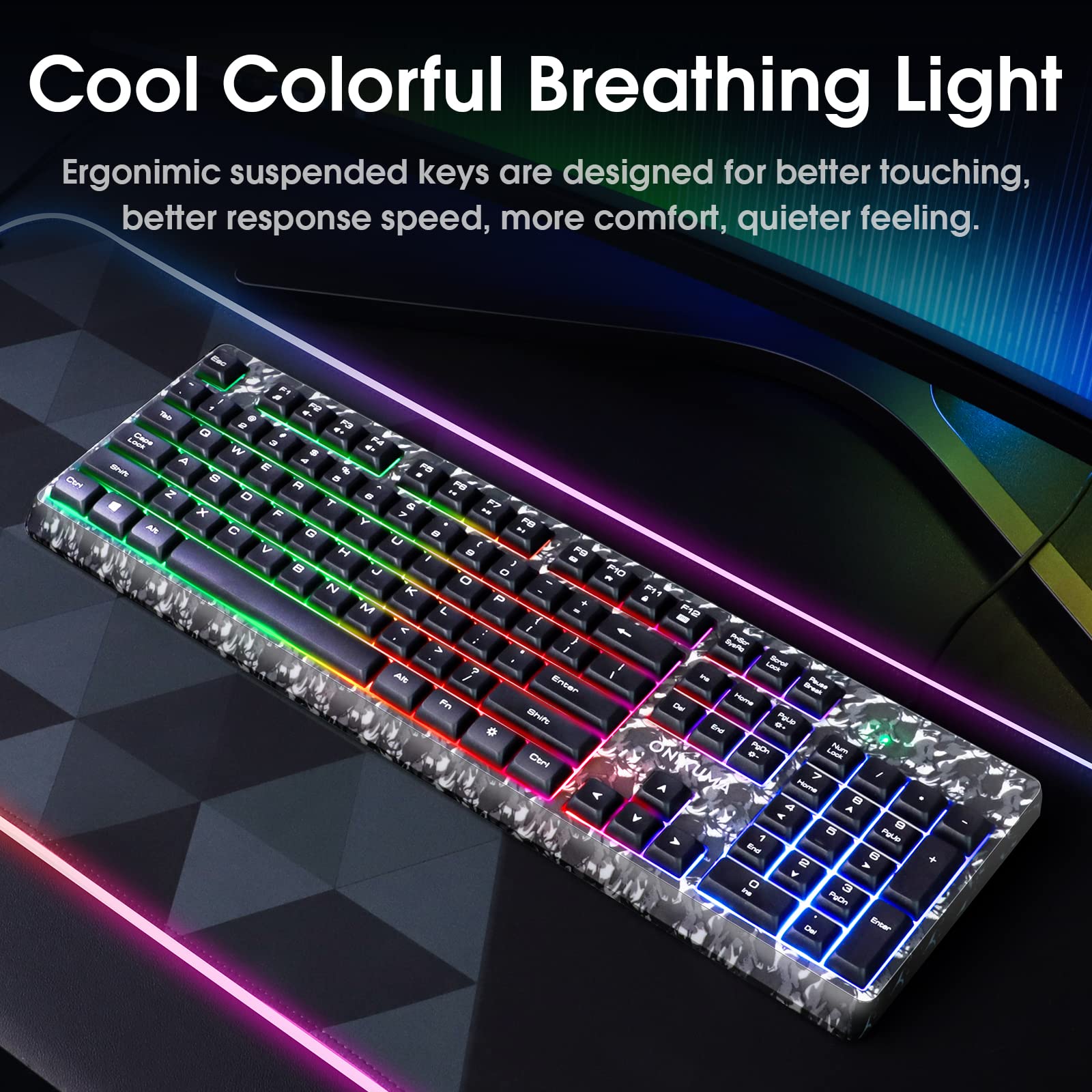 Zhhcyyds K1B Gaming Keyboard and Mouse and Headset Combo, Wired PC Gaming Accessories for PC Setup, Ergonomic Computer Mechanical Keyboard Llight Up Gaming Gifts Set (Camouflage grey)