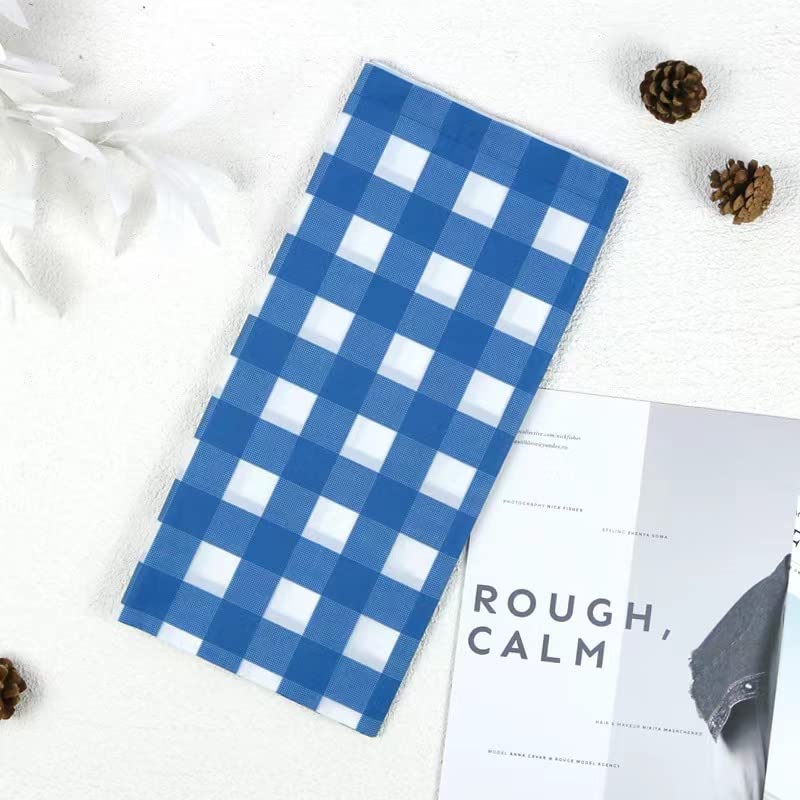 ZZJ 6 Packs Blue White Gingham Rectangular Waterproof Tablecloth 54X108Inch Disposable Plastic Table Cover for Picnic Barbecue Kitchen Holiday Birthday Party (Blue/White Gingham)