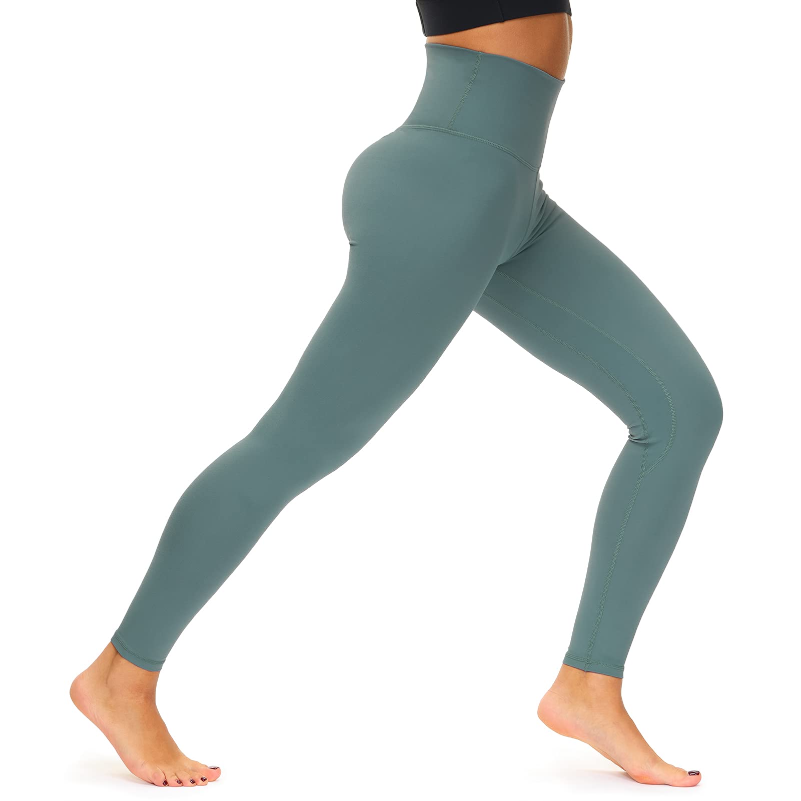 Women's High Waisted Yoga Leggings Workout Gym Tummy Control Athletic Butt Lift Compression Seamless Pants Pine Green XS