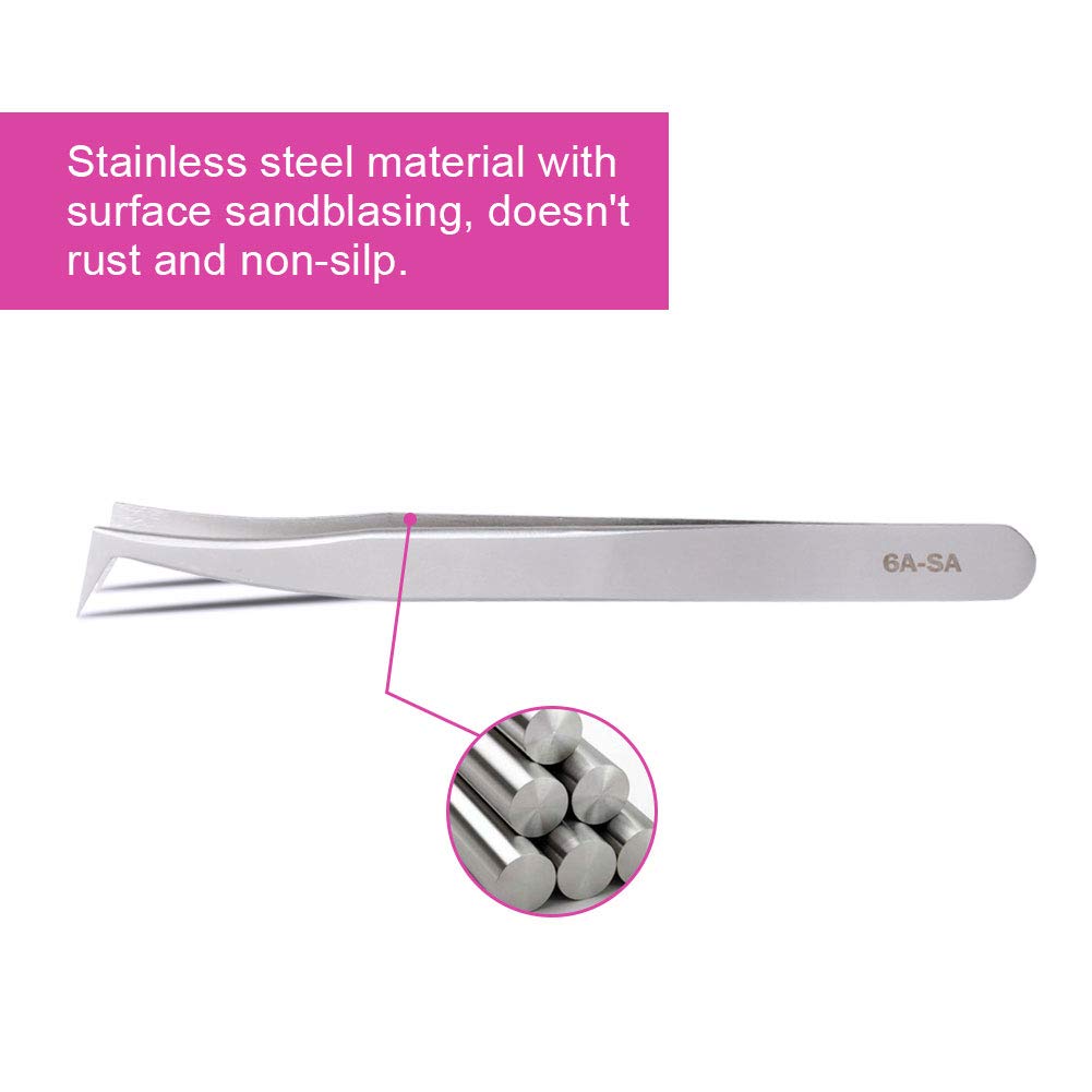 Volume Tweezers 3d 6d Made Fans Eyelash Extensions Tweezer for Easy Fan Volume Lashes Curved Point Stainless Steel Precision Anti Static Lash Extension Tweezers Leather Pack