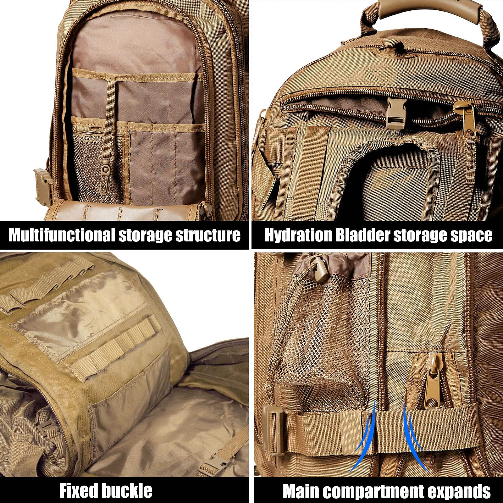 WolfWarriorX Backpack Military Backpacks for Men Tactical 3 Day Expandable Bag