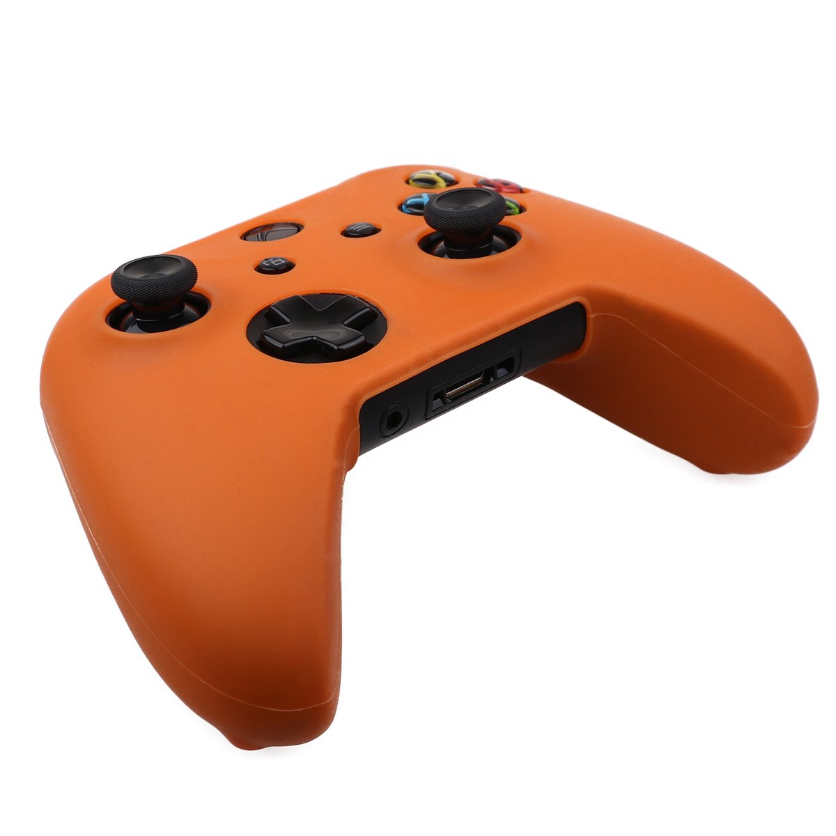 YoRHa Silicone Cover Skin Case for Microsoft Xbox One X & Xbox One S Controller x 1(Orange) with Pro Thumb Grips 8 Pieces