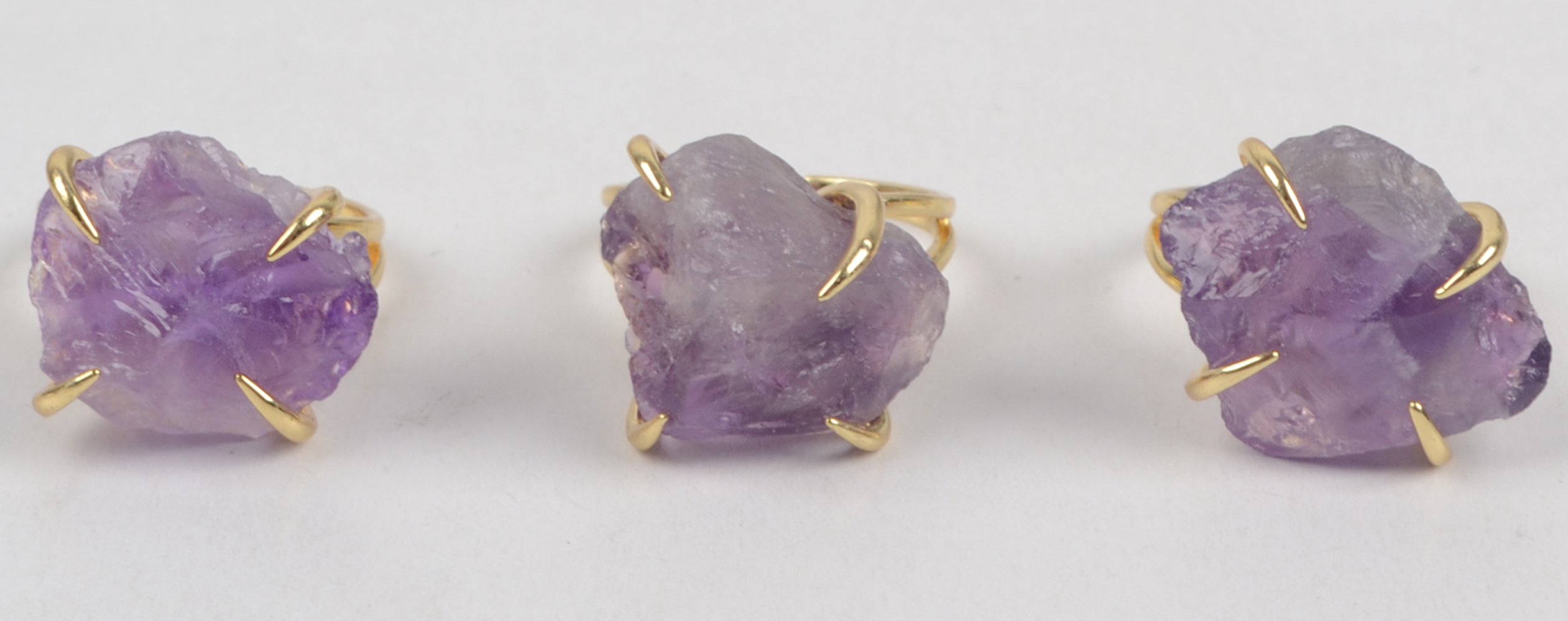 ZENGORI Irregular Purple Amethyst Four-Claw Adjustable Ring for Women Gemstones Jewelry ZG0133