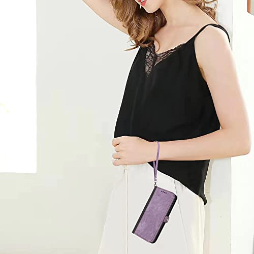 WATSKY for Oppo A57/REALME V23/A77 5G/A57E 4G/A57S 4G/A77 4G/1+Nord N20 SE 4G Contrast Flip Phone Case Purple