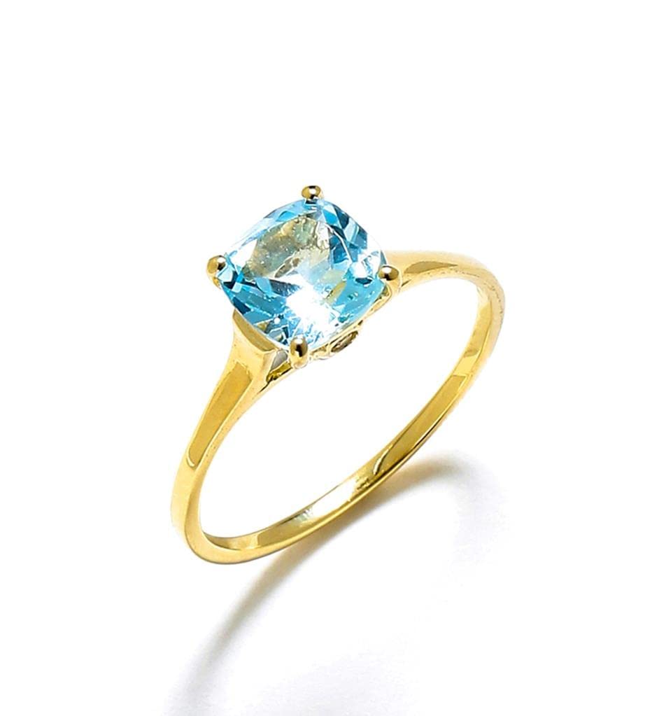 YoTreasure 1.74 Ct. Sky Blue Topaz Solid 10k Yellow Gold Solitaire Ring Jewelry