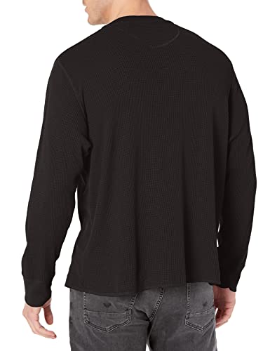 Wrangler Authentics Men's Long Sleeve Waffle Henley, Caviar, X-Large
