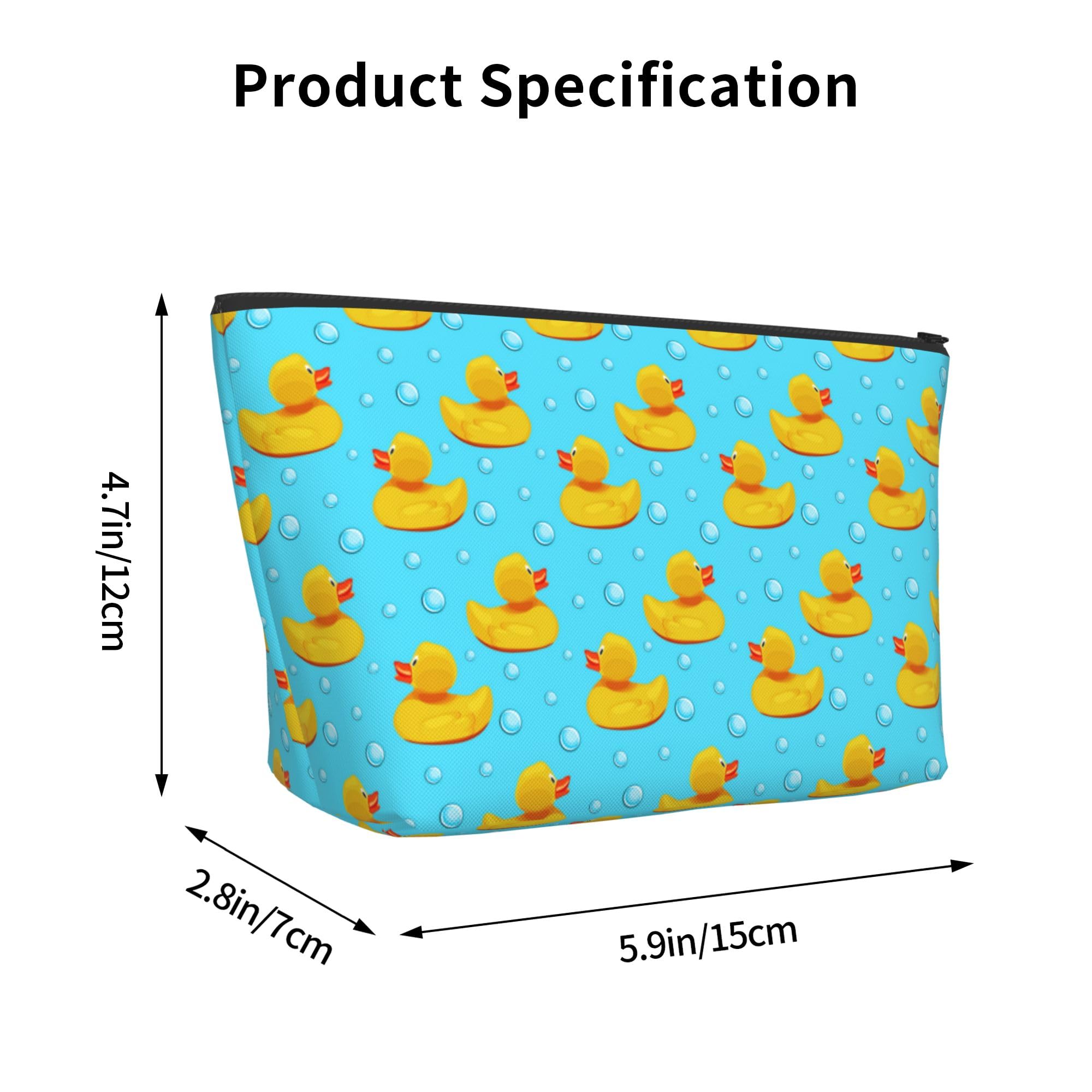 Women's Lightweight Makeup Bag Pouch Compatible with Cute Funny Bubbles Blue Yellow Rubber Ducks, Funny Travel Cosmetic Bag Portable Pencil Bag with Zip for Office College Christmas Gift