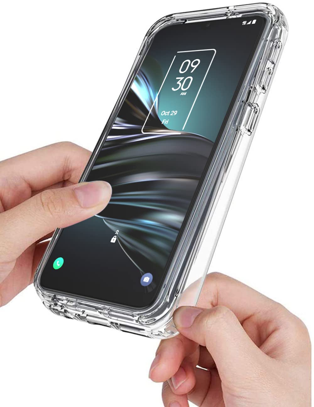 YJROP for TCL 20 XE Case, with Tempered Glass Screen Protector Crystal Clear Full-Body Rugged Hybrid Bumper Shockproof Protective Phone case Cover for TCL 20 XE (XE Version Only), Transparent