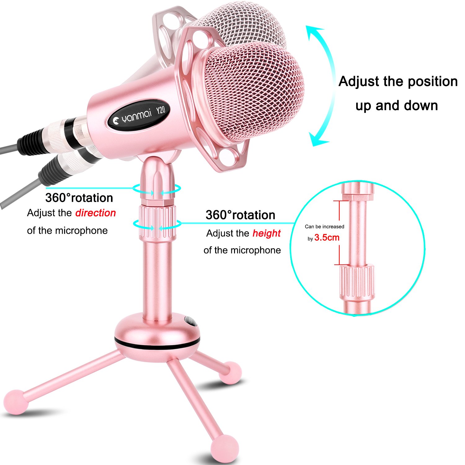 Venoro Podcast Microphone,Plug & Play Professional Condenser Microphone with Stand,Noise Reduce Omnidirectional Microphone for Gaming,Recording,Streaming,Podcasting,Compatible for Computer Laptop
