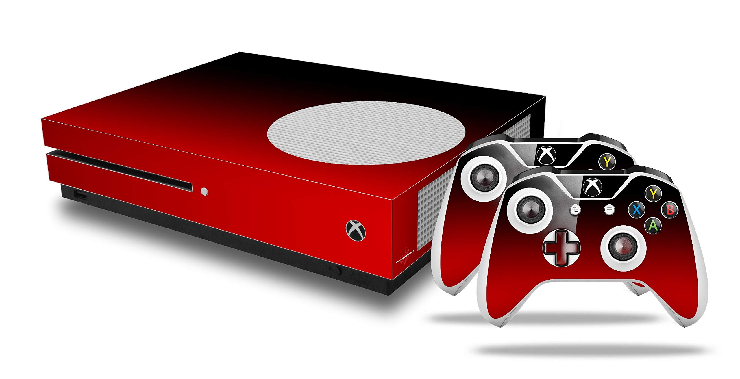 WraptorSkinz Decal Vinyl Skin Wrap Compatible with Xbox One S Console and Controllers - Smooth Fades Red Black