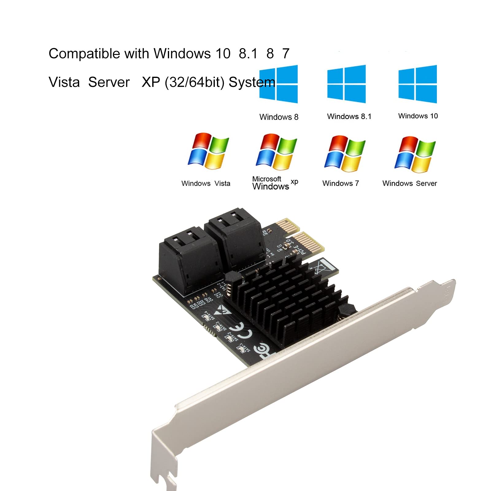 Ubit Expansion Card,PCIe 2.0 X1 to SATA III 4 Ports Adapter Card for IPFS Mining and Adding SATA 3.0 Devices,Hard Disk Expansion Card, SATA 6GB Interface Riser Card for Desktop PC
