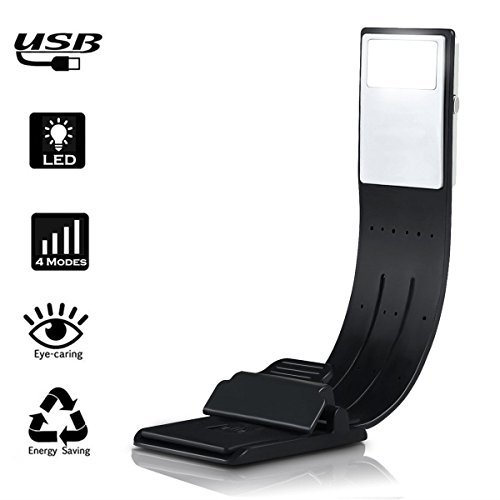 Ytuomzi Book Light, LED Reading Lamp USB Rechargeable Flexible Night Light 4 Level Brightness 360°Adjustable Clip on Work/Desk/Bed Lights for Amazon Kindle/eBook Reader/Book/iPad