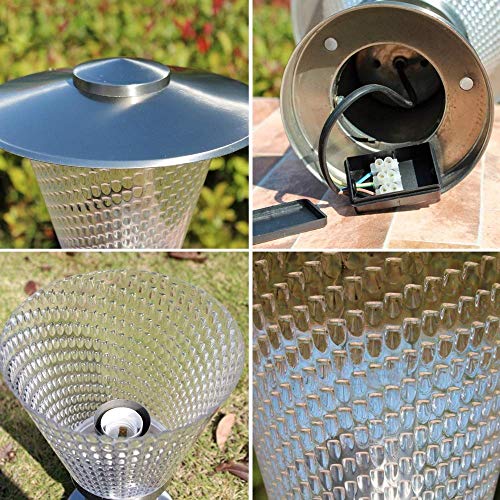 WPOLED Modern Simple European Column Lamps Silver Stainless Steel Outdoor Waterproof E27 Acrylic Post Lights Garden Gate Courtyard Home Villa Decorative Pillar Lights