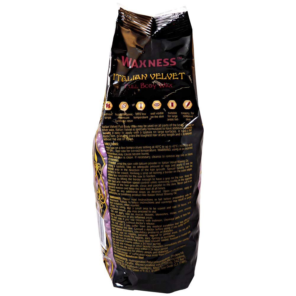 Waxness Wax Necessities Italian Velvet Premium Luxury Polymer Blend Full Body Hard Wax Beads 2.2 Pound