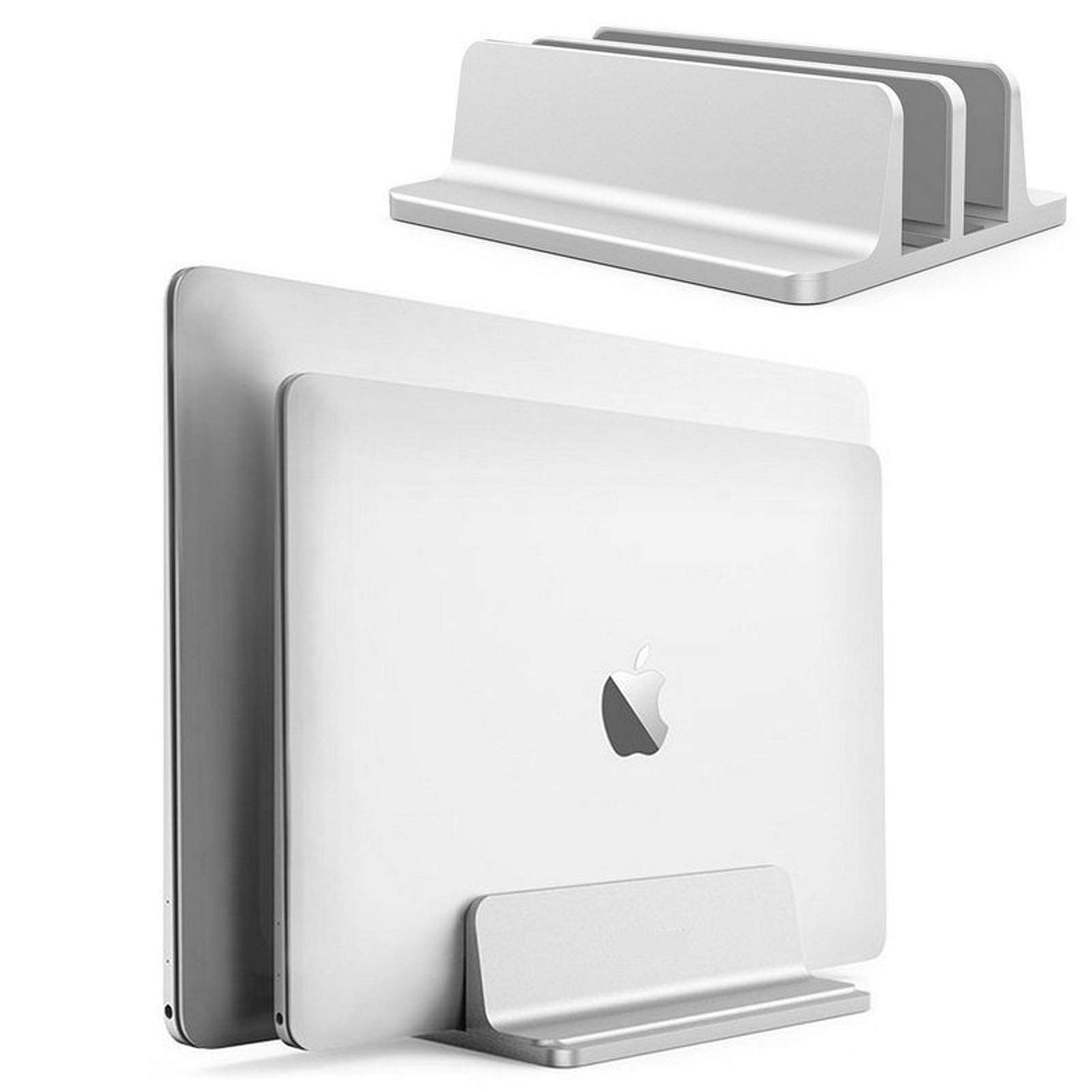 TTCR-II Laptop Stand Vertical Placement Holder, Dual-Groove Aluminum Computer Stand with Adjustable Docks Fits MacBook Air Pro, Dell XPS, HP, Lenovo More 10-15.6” Laptops
