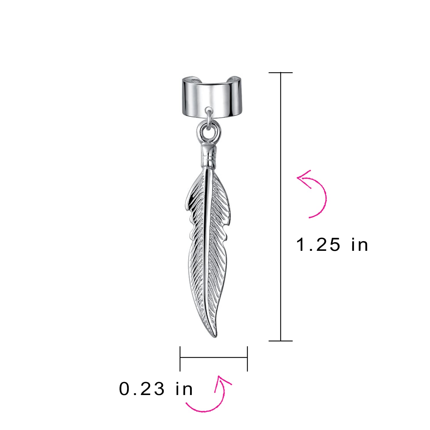 Western Jewelry Native American Feather Leaf Dangling Cartilage Ear Lobe Helix Earrings Warp Chain Ear Cuff Earrings For Women .925 Sterling Silver