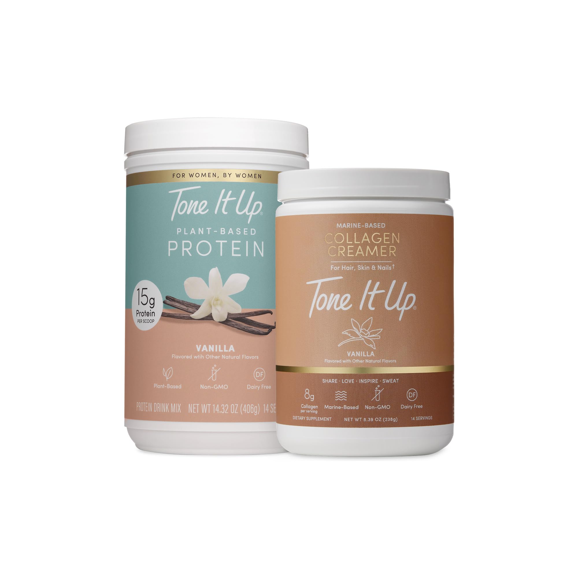 Tone It Up Vanilla Protein Powder and Collagen Creamer Bundle