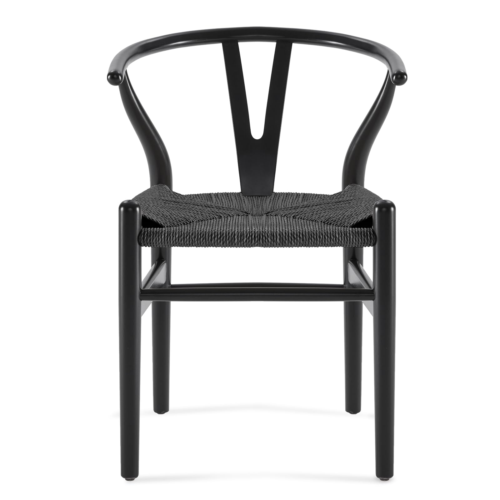 Wood Wishbone Dining Room Chairs Set of 2 Mid Century Modern Wooden for Your Beach House, 16.5" D x 20" W x 30" H, Full Black