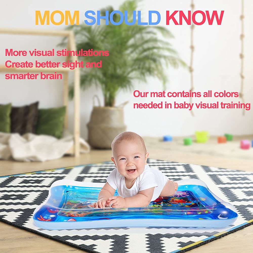 WSPER Tummy Time Water Mat Inflatable Water Play mat for 3 6 9 Months Baby Boy & Girl, Early Activity Center for Newborn Infants