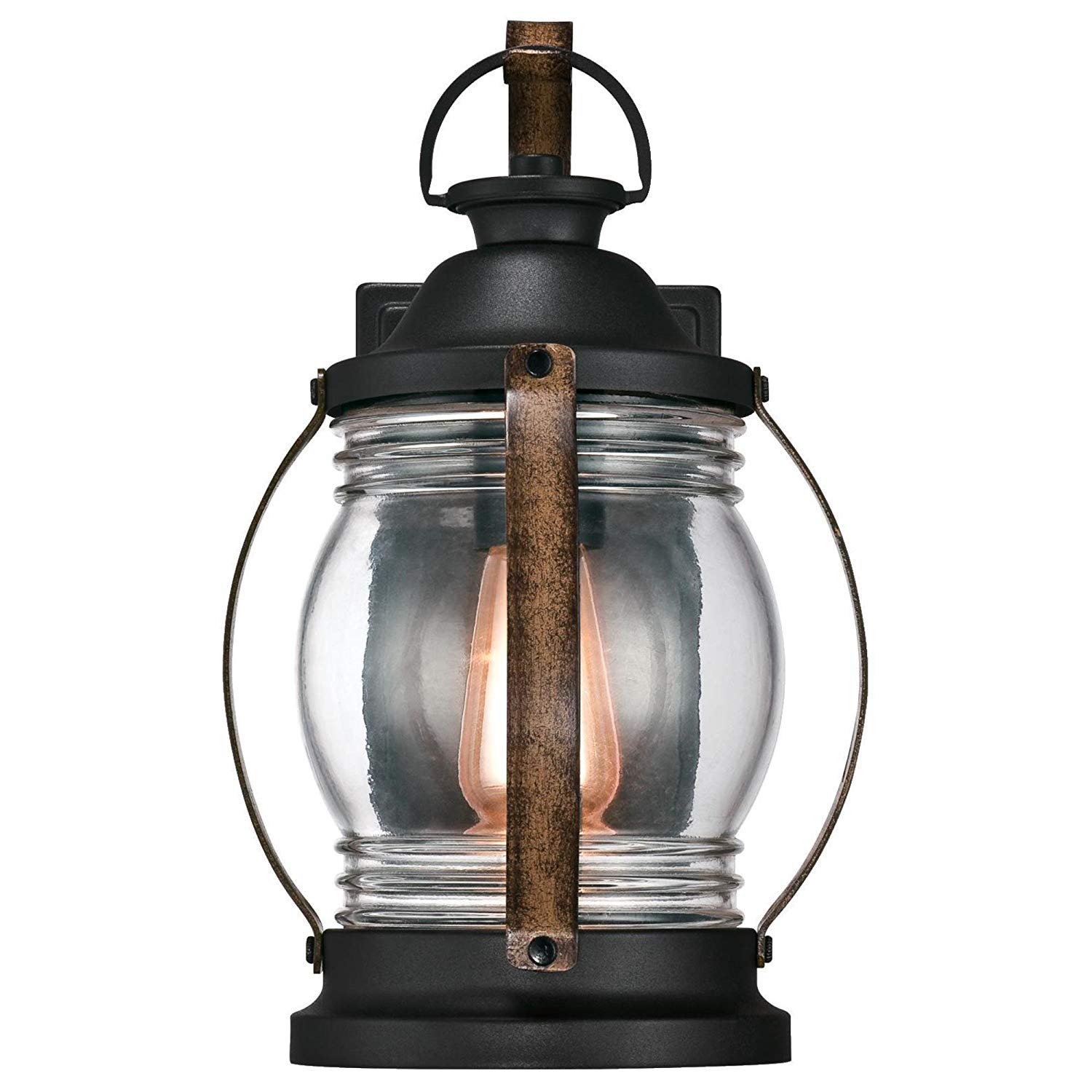 Westinghouse Canyon One-Light Outdoor Wall Fixture, Textured Black and Barnwood Finish with Clear Glass (Canyon Wall Lantern 2 Pack)