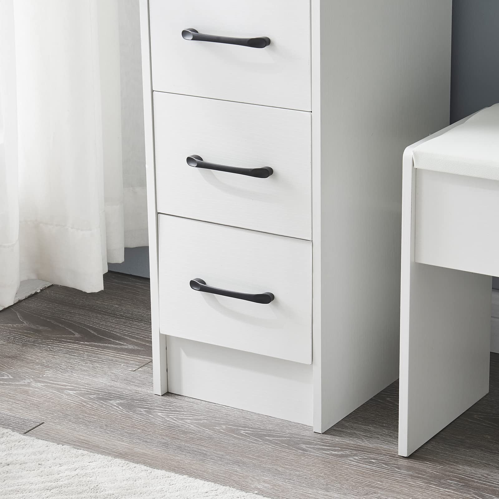 White Makeup Vanity Table with Mirror and Lights, Vanity Desk with 4 Drawers and Shelves Lots Storage, 3 Lighting Modes Dressing Table for Mother Daughter